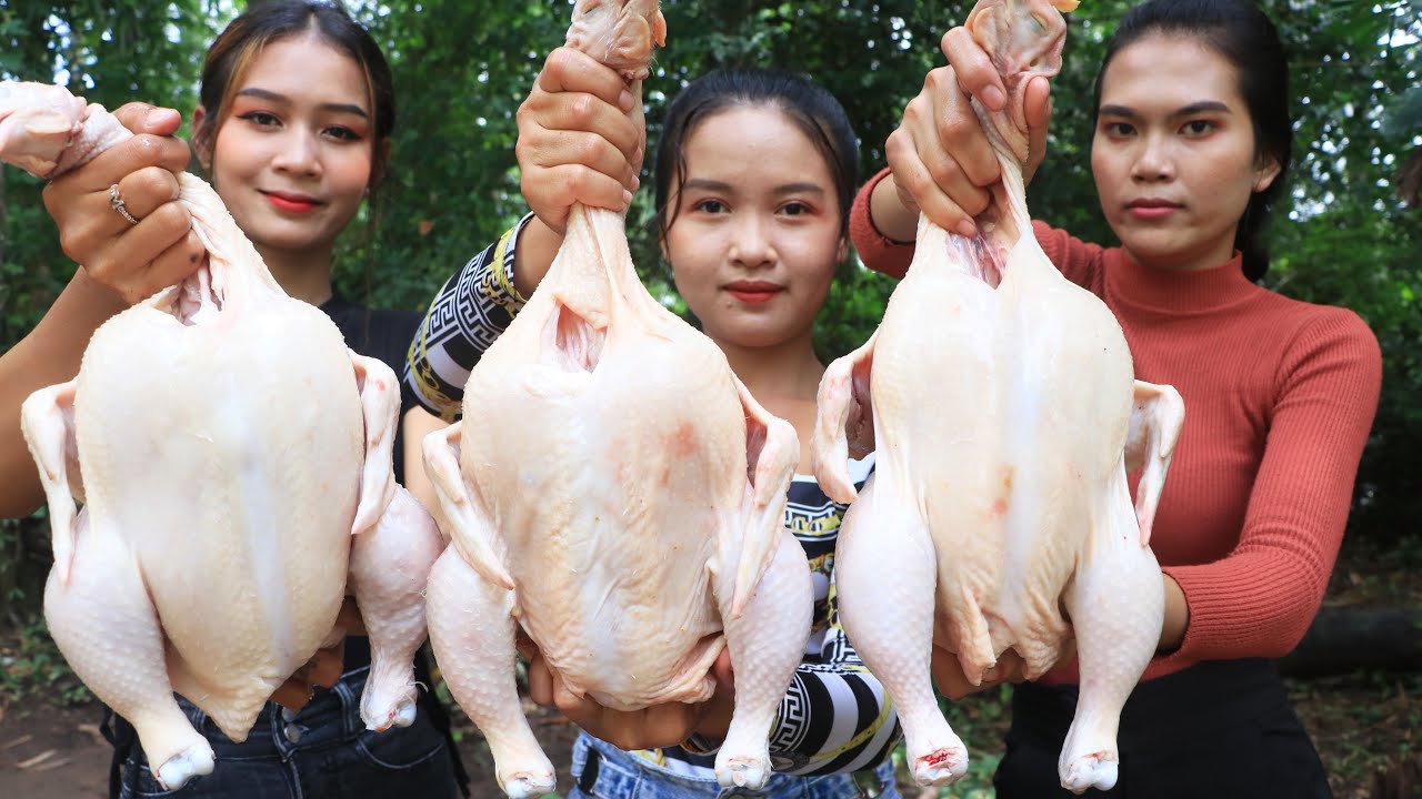 Yummy cooking roasted chicken with kimchi recipe - YouTube