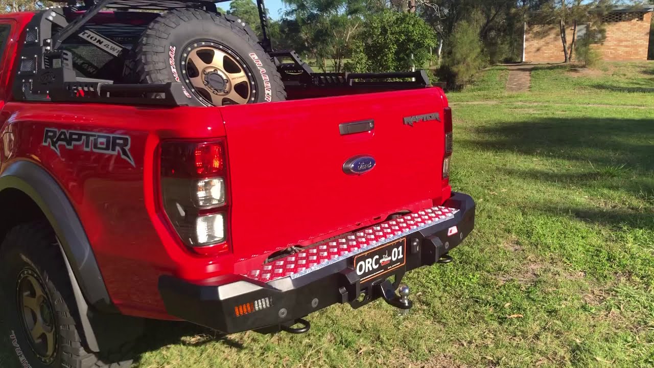 FORD RANGER RAPTOR REAR ROCKER BAR TOWBAR - YouTube