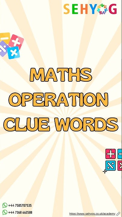Math's Operation clue words || SEHYOG || Math's tricks ||#maths # ...