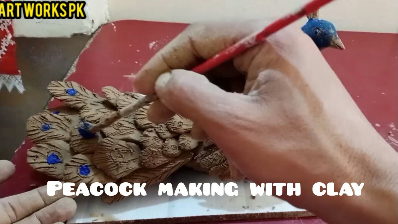 peacock making with clay best sculpture - YouTube