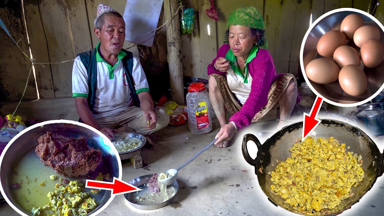 Egg Soup with Nepali national food Flour rice Dhido || Nepali food ...