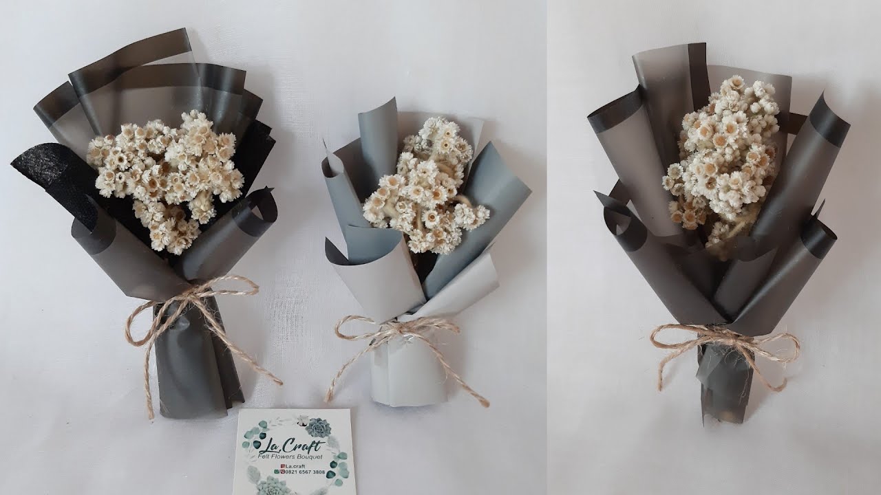 cara membuat buket bunga mini - buket edelwais mini - YouTube