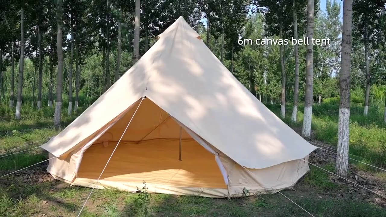 6m canvas bell tent with double door - YouTube