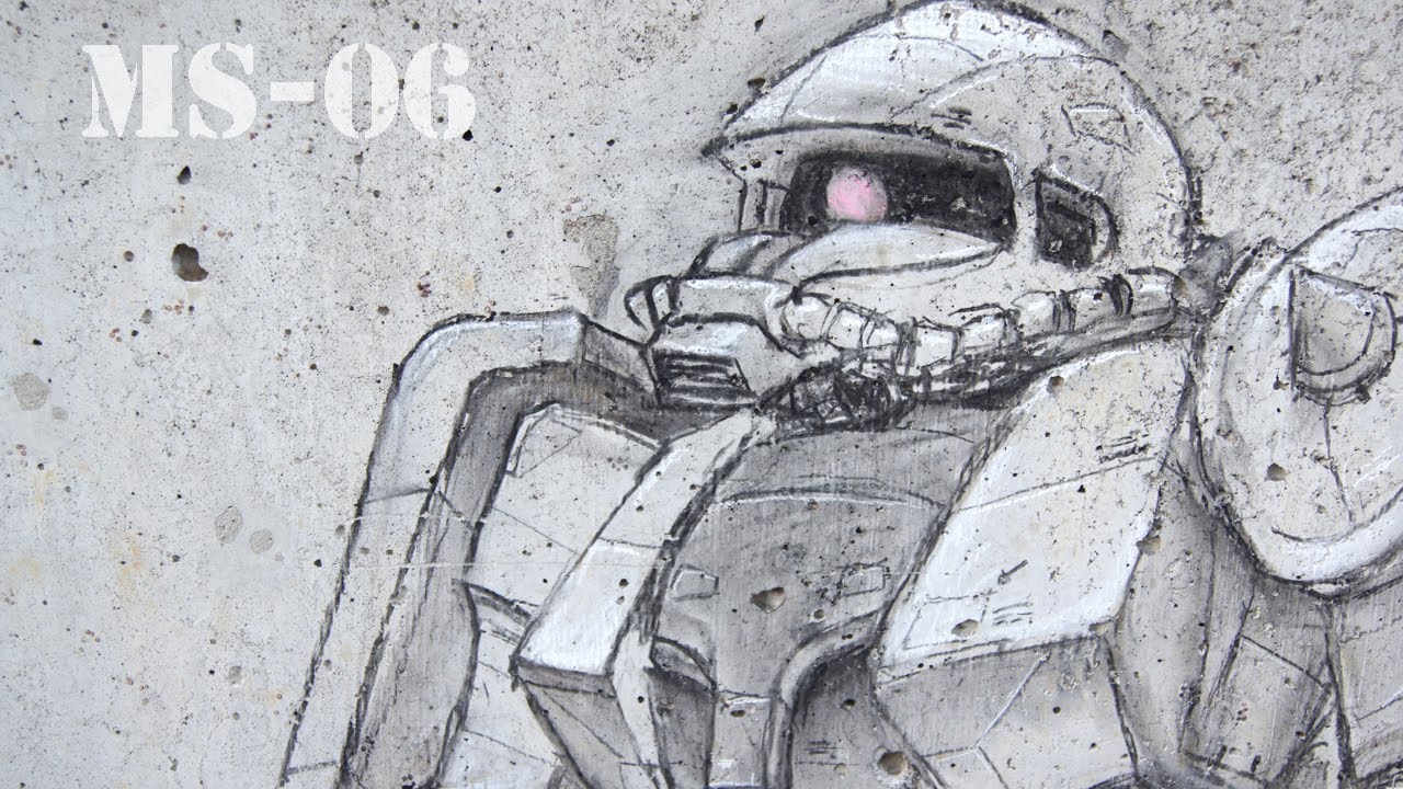 MS-06 ザクを描いてみた。（Drawing MS-06 ZAKU） - YouTube