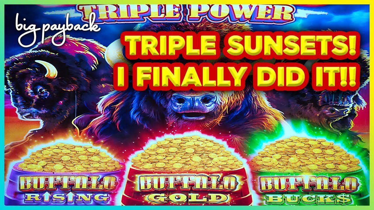 OMG TRIPLE SUNSETS! Buffalo Triple Power Slot - BIG WIN SESSION! - YouTube