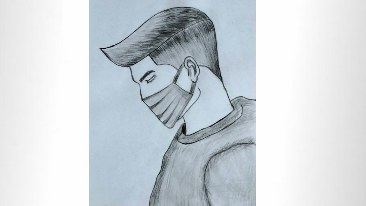 A Boy With Mask Sketch || How To Draw a Boy Drawing || लड़का का चित्र ...