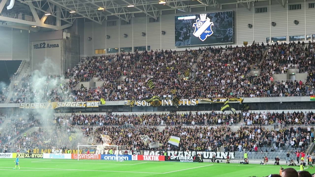 AIK-fans. Växelramsa på Tele 2 arena. - YouTube