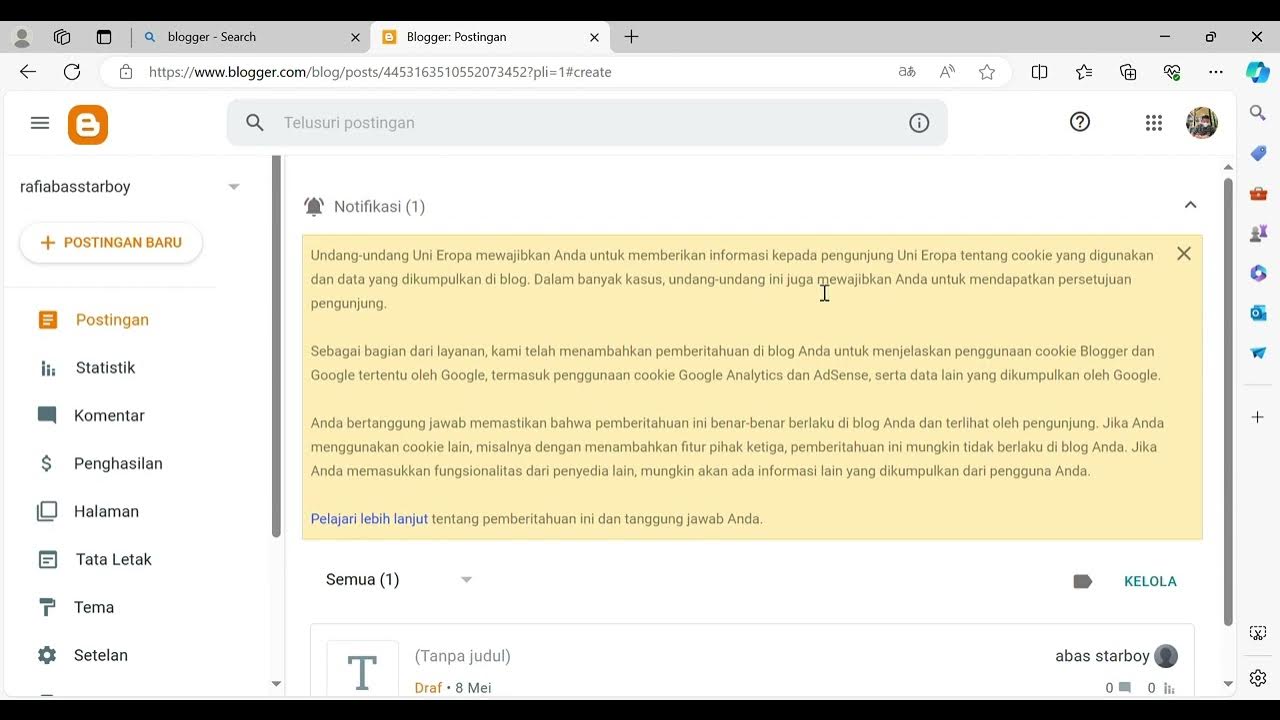 TUGAS PRAKTEK INFORMATIKA MUHAMMAD RAFI MUNANDAR KELAS 9.8 MEMBUAT KONTEN (TUTORIAL MEMBUAT BLOG ...