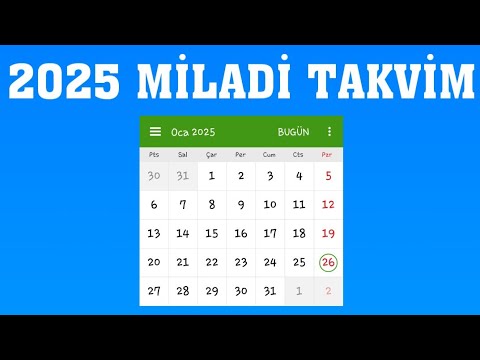 2025 Takvimi - Miladi Takvim
