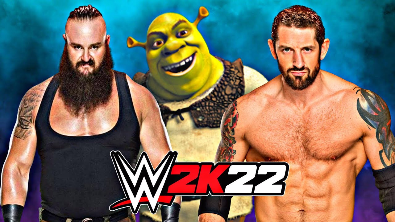WWE 2K22 - BRAWN STROWMAN vs SHREK vs WADE BARETT - YouTube