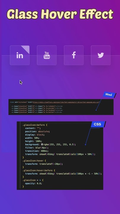 CSS Glass Icons Shiny Effect || CSS Hover Effect #shorts - YouTube