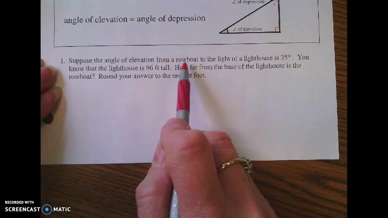 Unit 7 Day 4 Notes Angle of elevation and Depression - YouTube