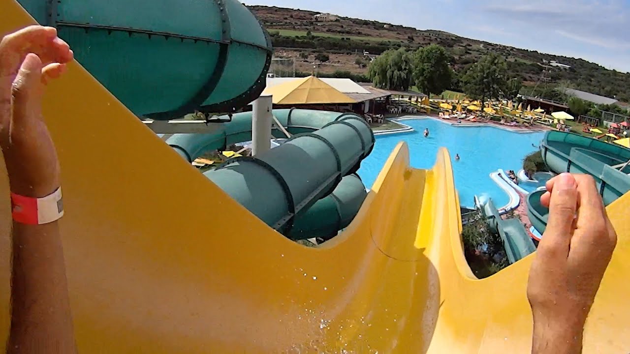 Scary Yellow Water Slide at Acqua Plus Water Park - YouTube