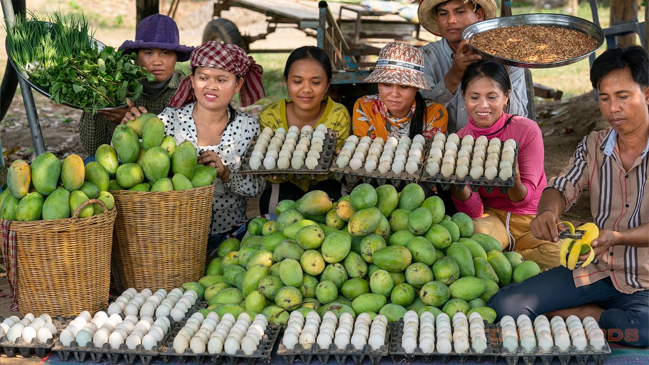 Unique mango fruit dishes - Mixed Mango Fruit Eating with Fried Eggs ...