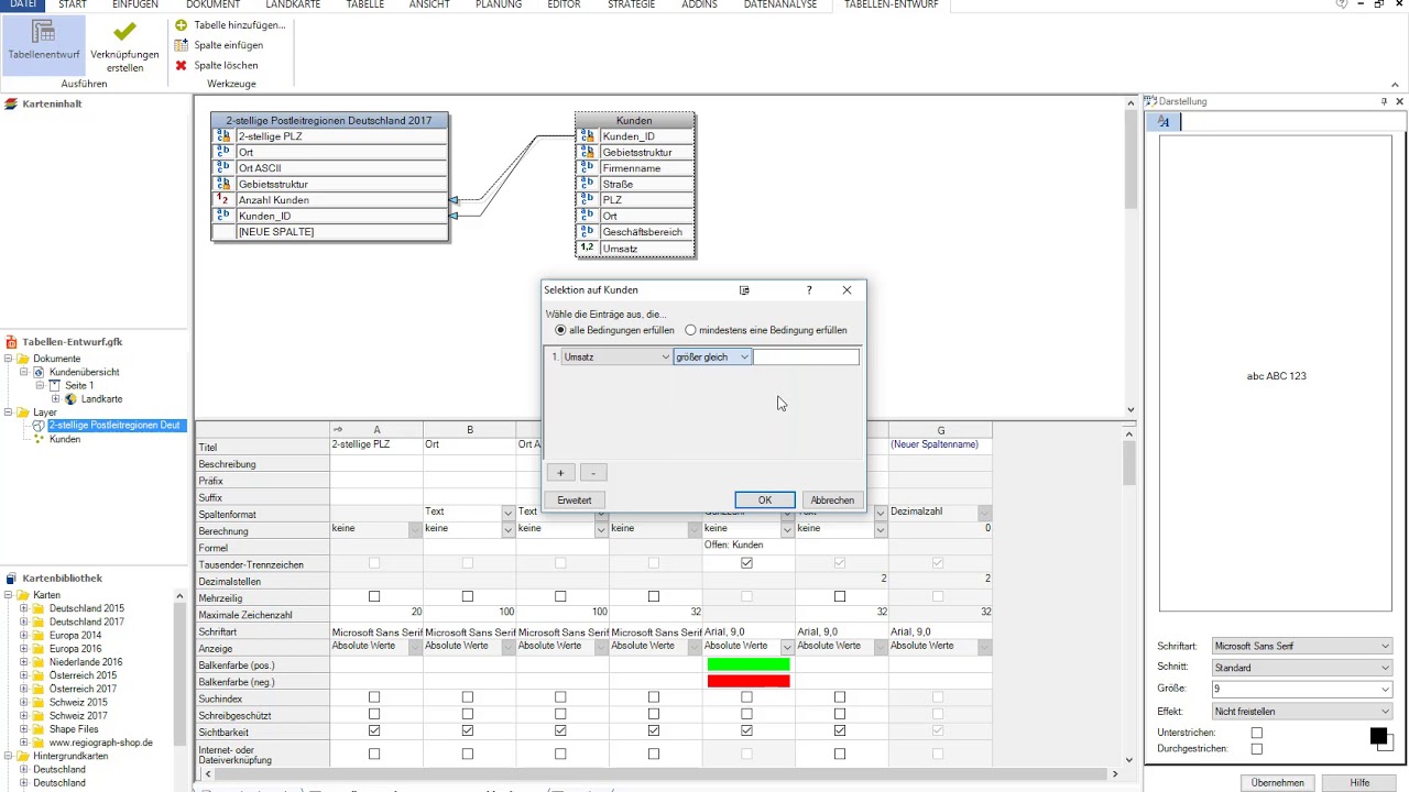 Tabellen Entwurf in RegioGraph - YouTube