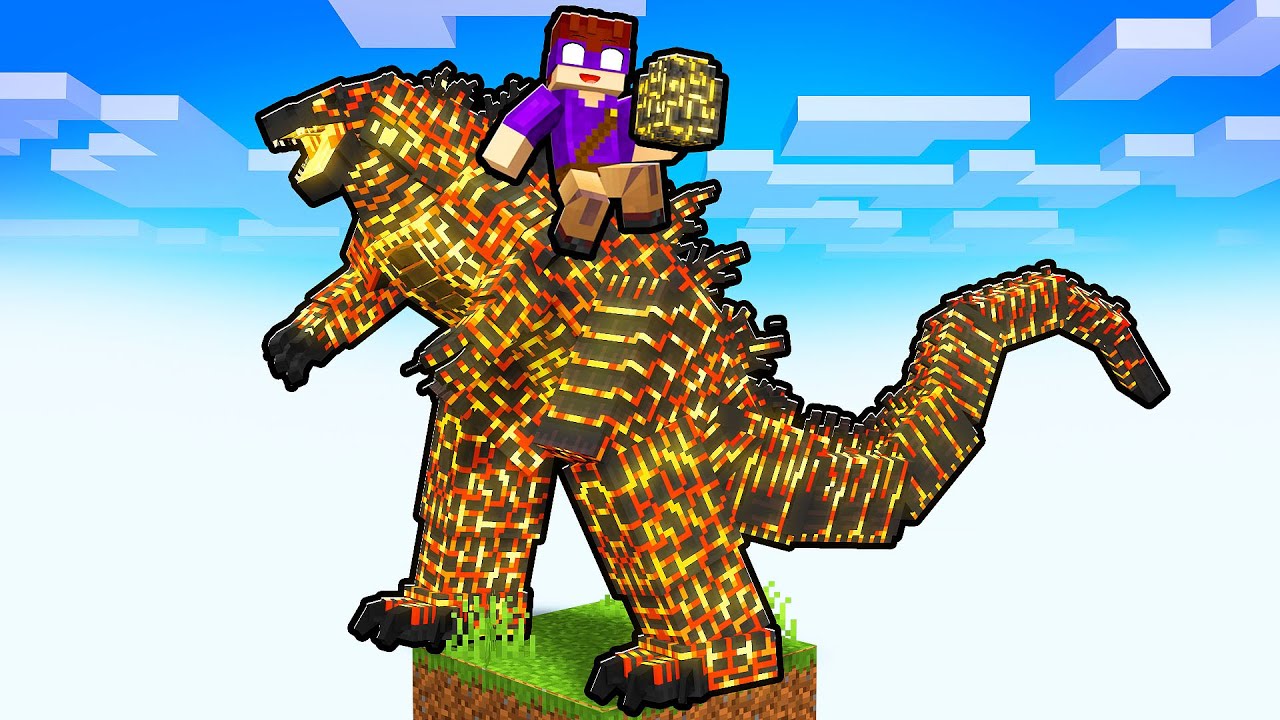 JOGANDO com o GODZILLA NUCLEAR em APENAS UM BLOCO no Minecraft! - YouTube