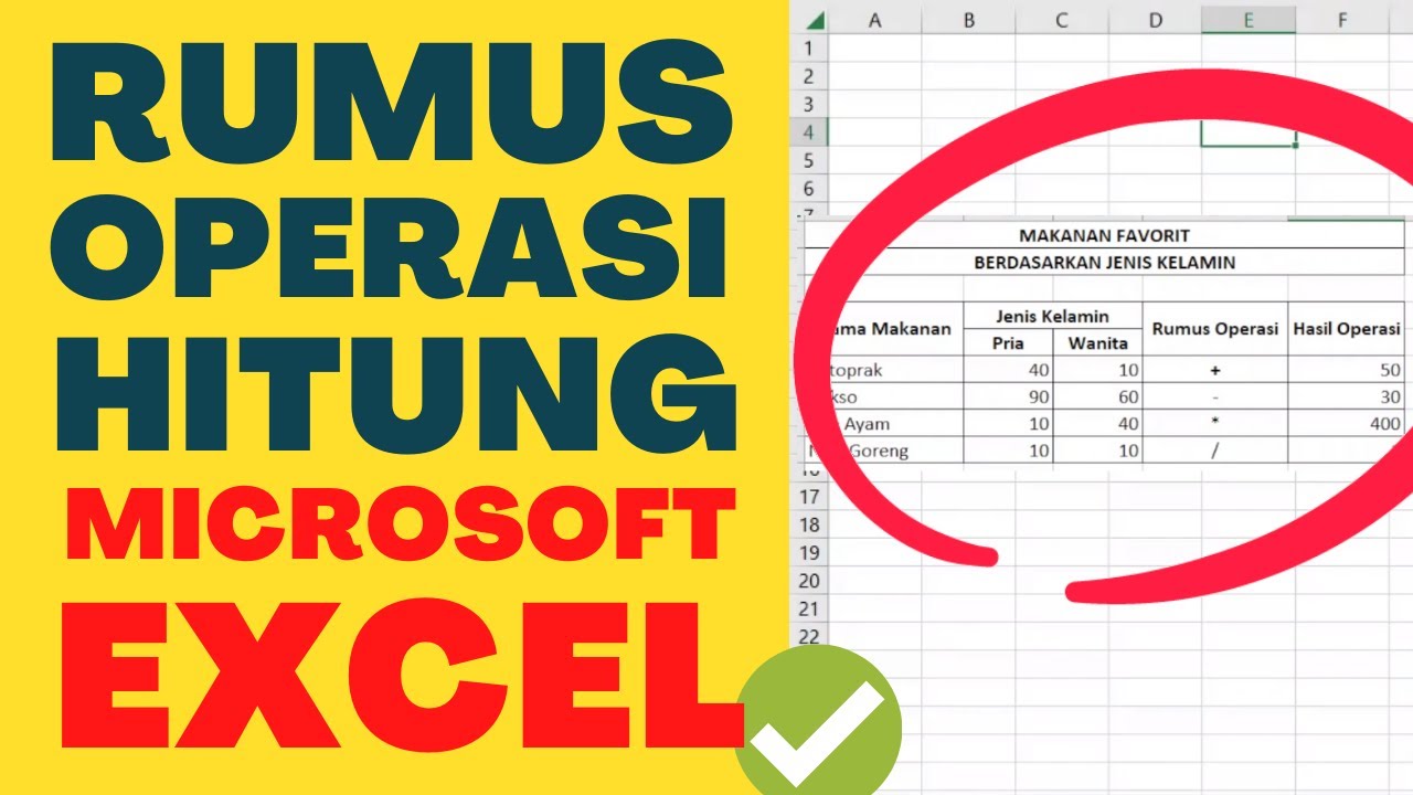 RUMUS OPERASI PERHITUNGAN DASAR DI MICROSOFT EXCEL - YouTube