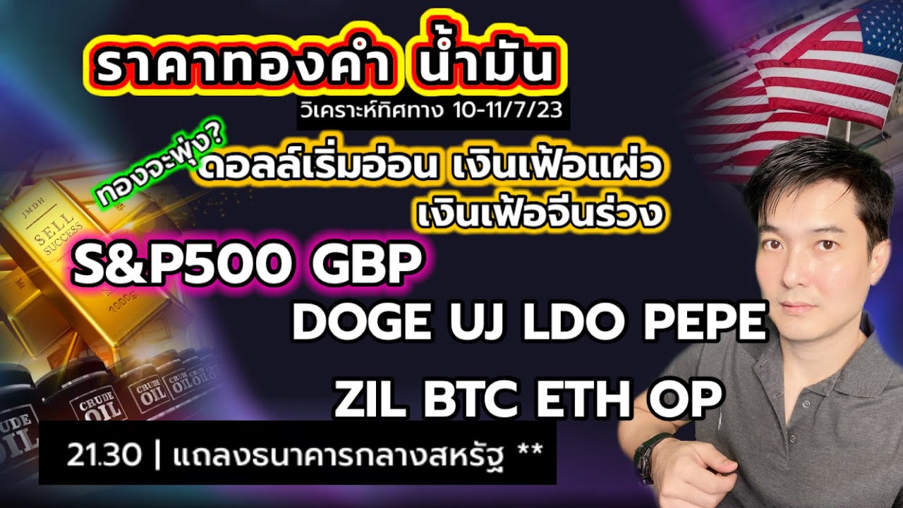 💯ดอลล์อ่อน จีนเงินเฟ้อยวบทิศทางราคาทองคำ น้ำมัน US500 GBP USDJPY LDO PEPE ZIL ETH BTC OP10-11/7 ...