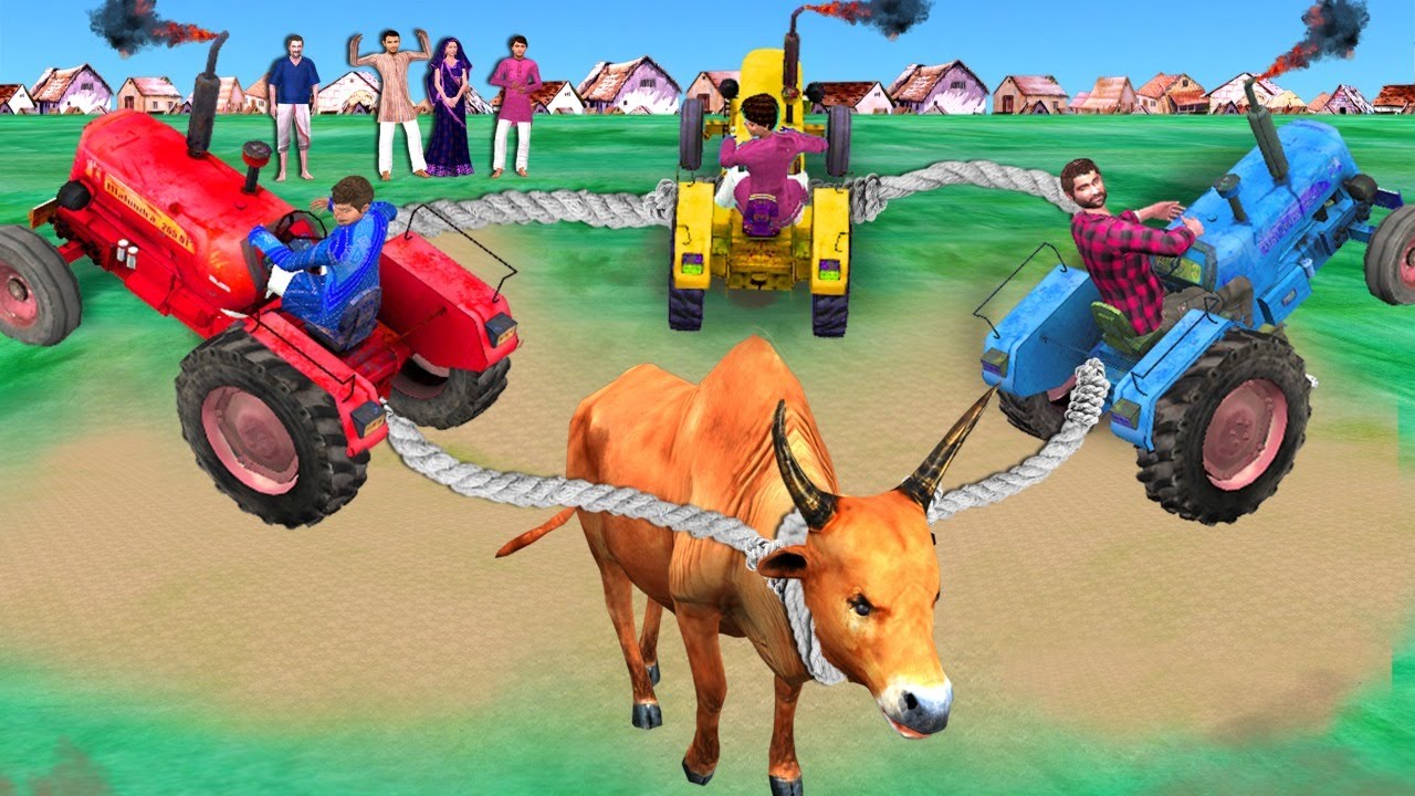 बैल Vs ट्रैक्टर चुनौती Bull Vs Tractor Challenge Moral Stories Hindi ...