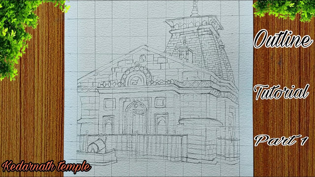 Kedarnath temple drawing | Kedarnath drawing | outline tutorial 😍 - YouTube