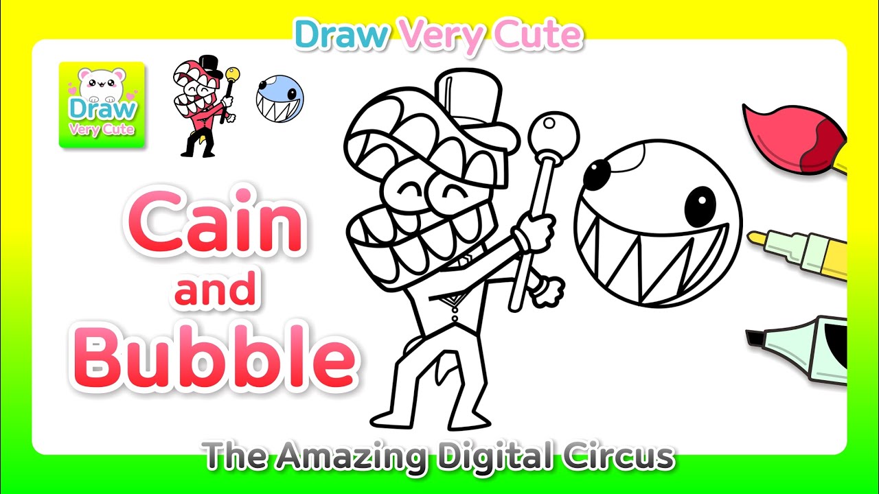 how to draw Cain and Bubble drawing and coloring cute anime characters ...