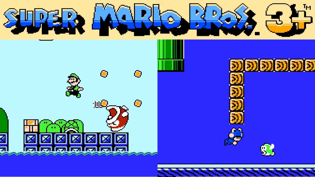 Super Mario Bros. 3+ (SMB3 Hack) 2-Player Co-op: World 3 - YouTube