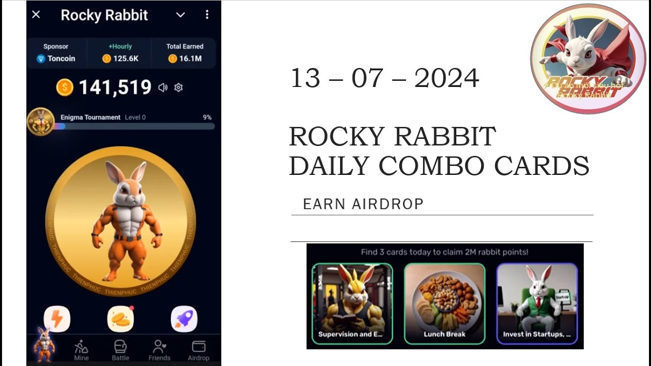 13th July Rocky Rabbit Daily Combo || Rocky Rabbit Daily Combo Cards ...
