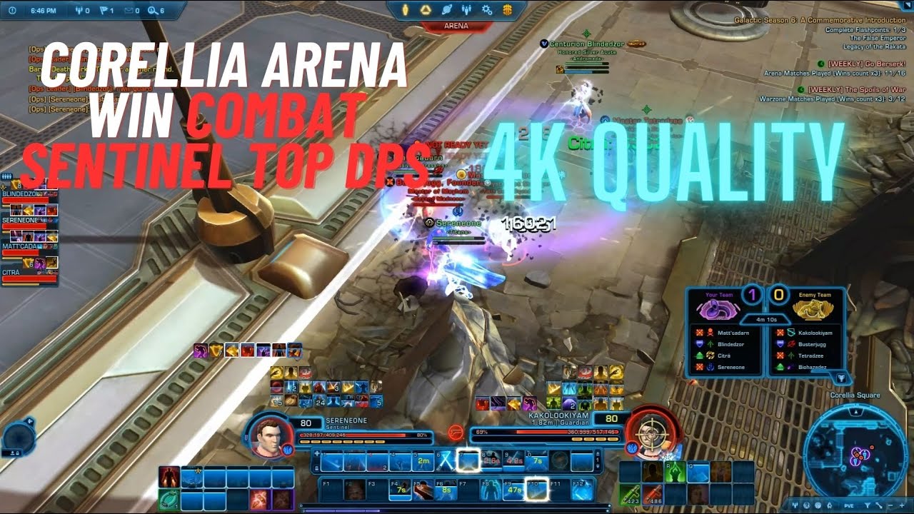 SWTOR - PVP Corellia Arena Win Sentinel TOP DPS - YouTube