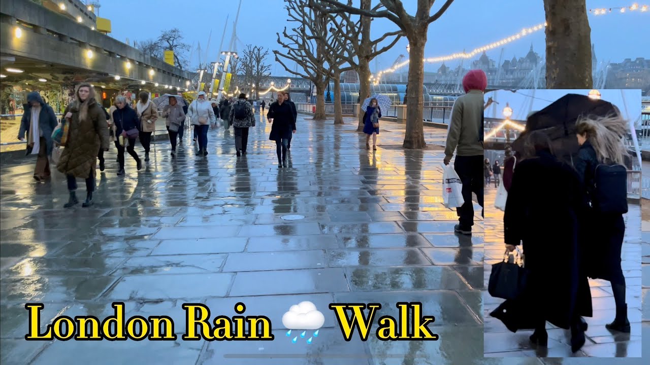 London Rain 🌧 Walk From Southbank to Big Ben | Evening walk at the ...