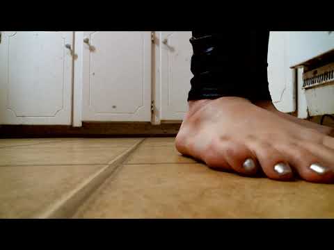 Dirty feet cooking dinner