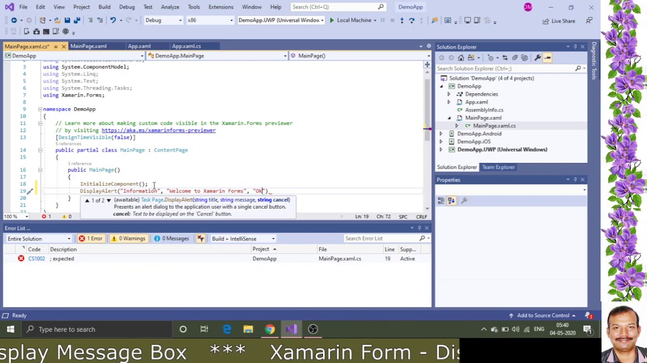 Xamarin Forms: Message Box - YouTube