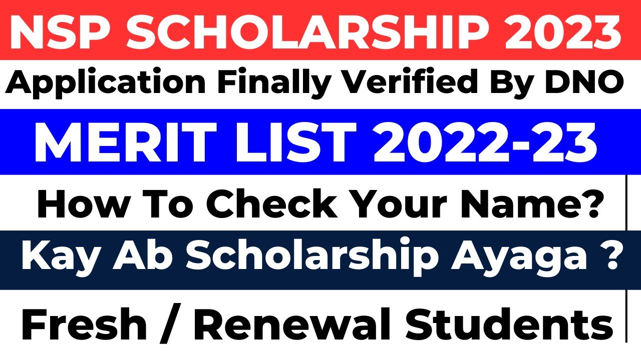 Nsp Scholarship 2022-223 | Application Finally Verified By DNO | Merit ...