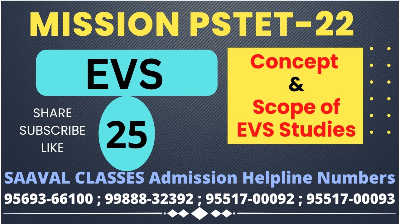 Environment Science Lec-25 Concept & Scope of EVS Studies Mission PSTET ...