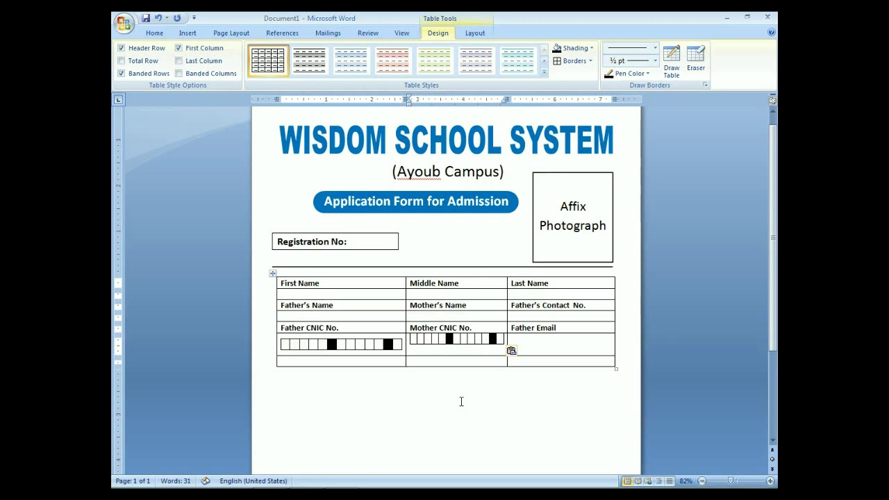How To Make Admission Application Form In MS Word YouTube How To Make Admission Application Form In MS Word YouTube