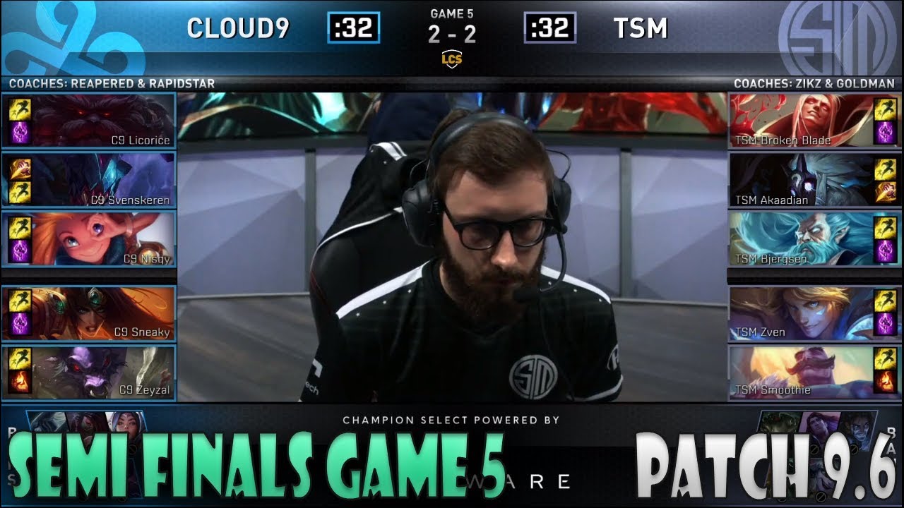 TSM vs C9 - Game 5 | Semi Finals S9 LCS Spring 2019 | Cloud 9 vs TSM ...
