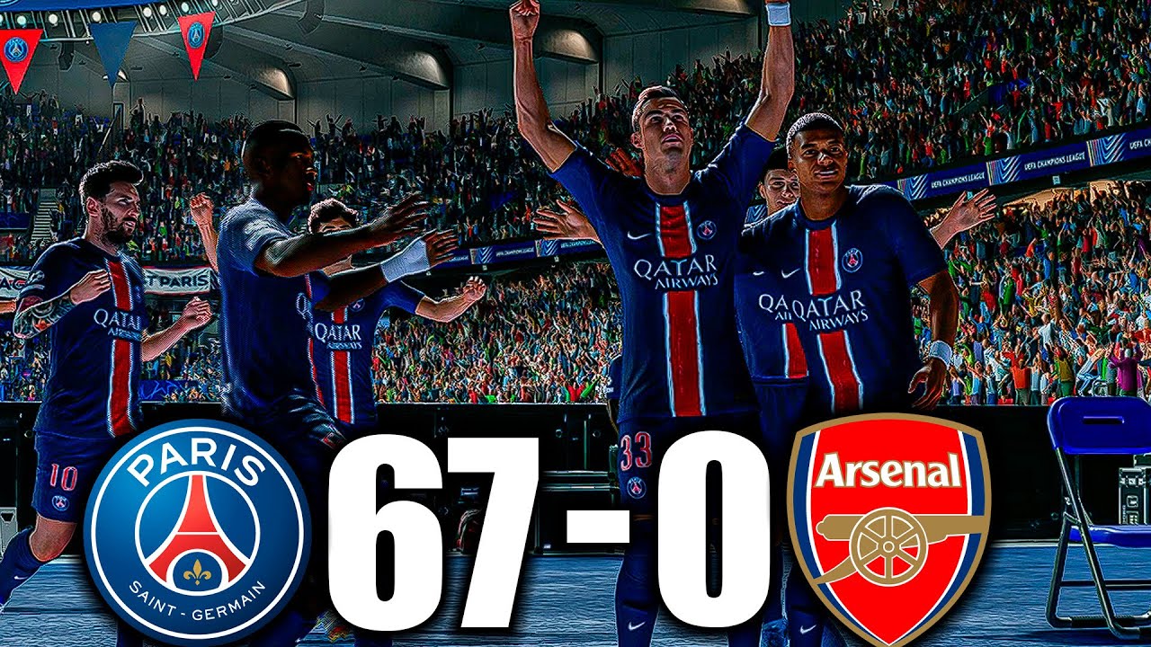 EAFC 25 RONALDO, MESSI, NEYMAR E MBAPPE | PSG 100 - 0 ARSENAL - YouTube
