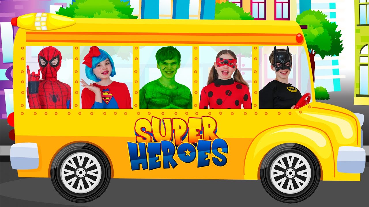 Wheels on the Bus (Superheroes) - Kids Nursery Rhymes - YouTube