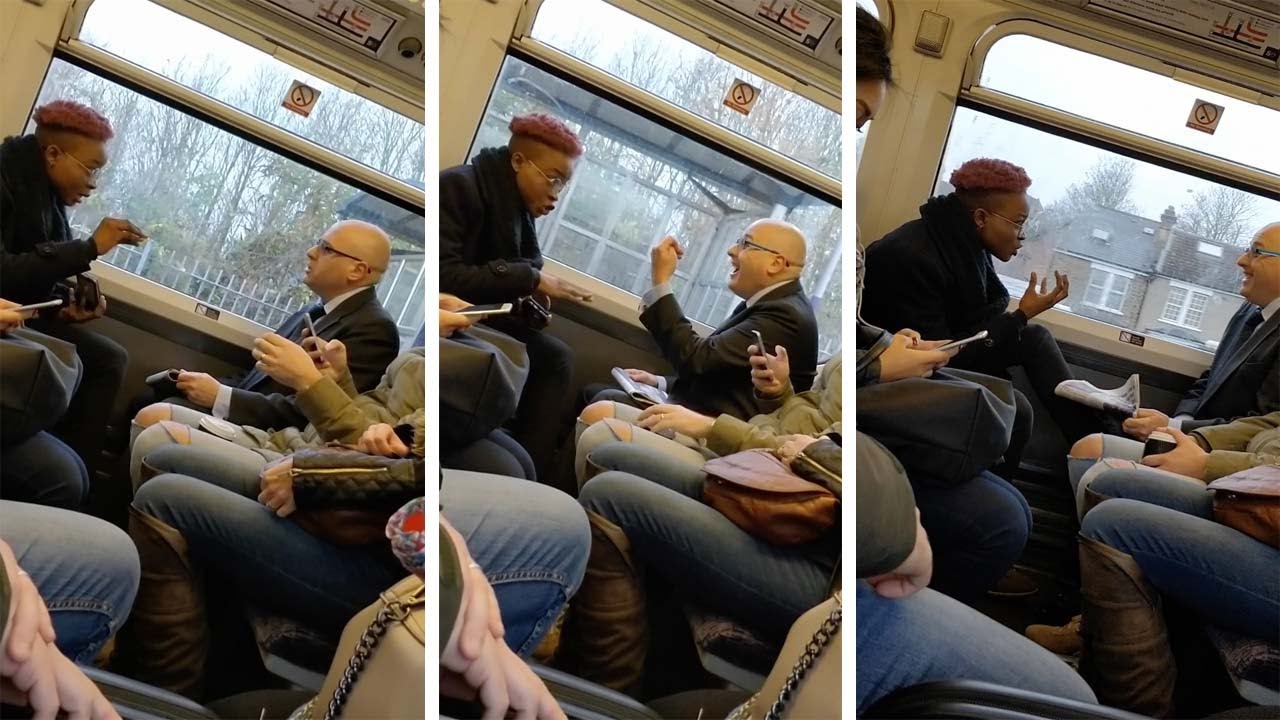 Argument Erupts On Packed Train - YouTube