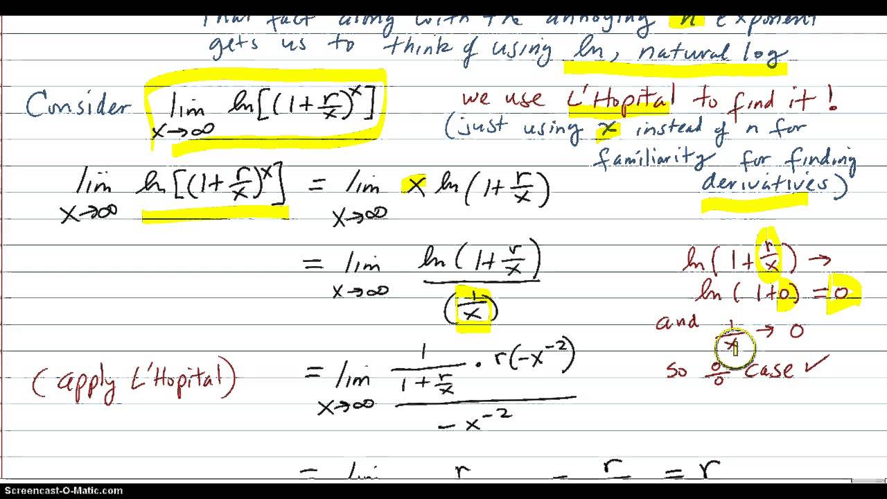 Finite compounding interest; continuous compounding interest - YouTube