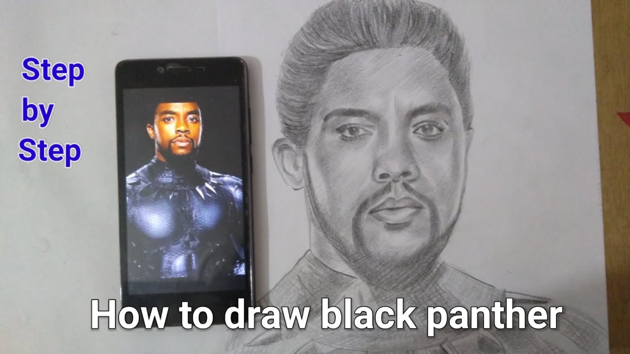 How to make portrait of Chadwick Boseman / #Blackpanther / How to draw ...