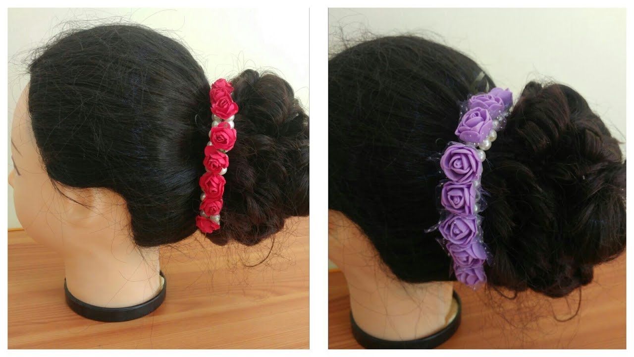 Hair Decoration @ Home (pearl and flower hair decorations) - YouTube