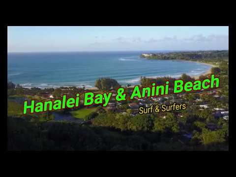 Drone view of Hanalei Bay and Pier & Anini Beach Surfing - YouTube