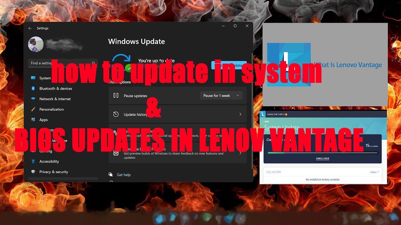 WINDOWS UPDATE OPTION IN SETTINGS & LENOVO VANTAGE - YouTube