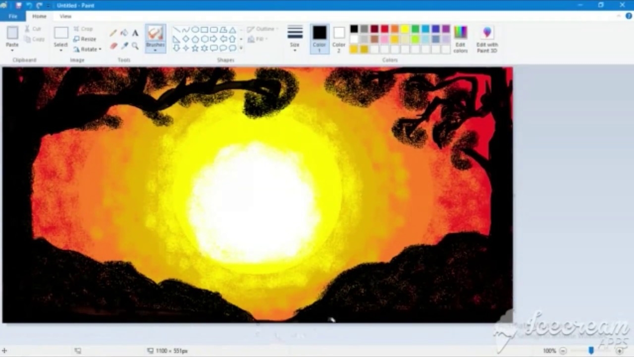 how paint sun set in ms paint - YouTube