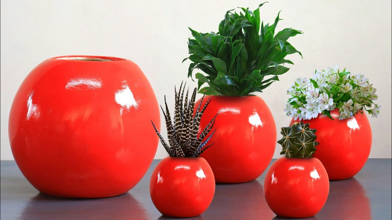 Easy cement pottery making || Look like ceramic Pot - Cement Pot Making ...