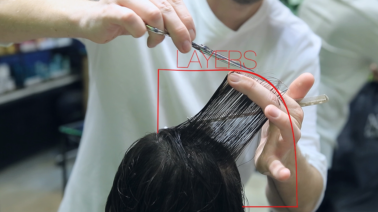 short women's haircut, layers technique - YouTube