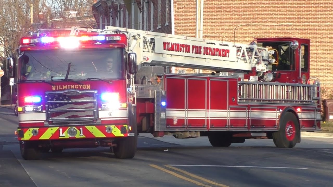 Wilmington Fire Department Brand New Ladder 1 & Squad 4 Responding 1/10 ...