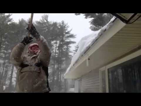 Removing Snow from Roof. FAIL! - YouTube