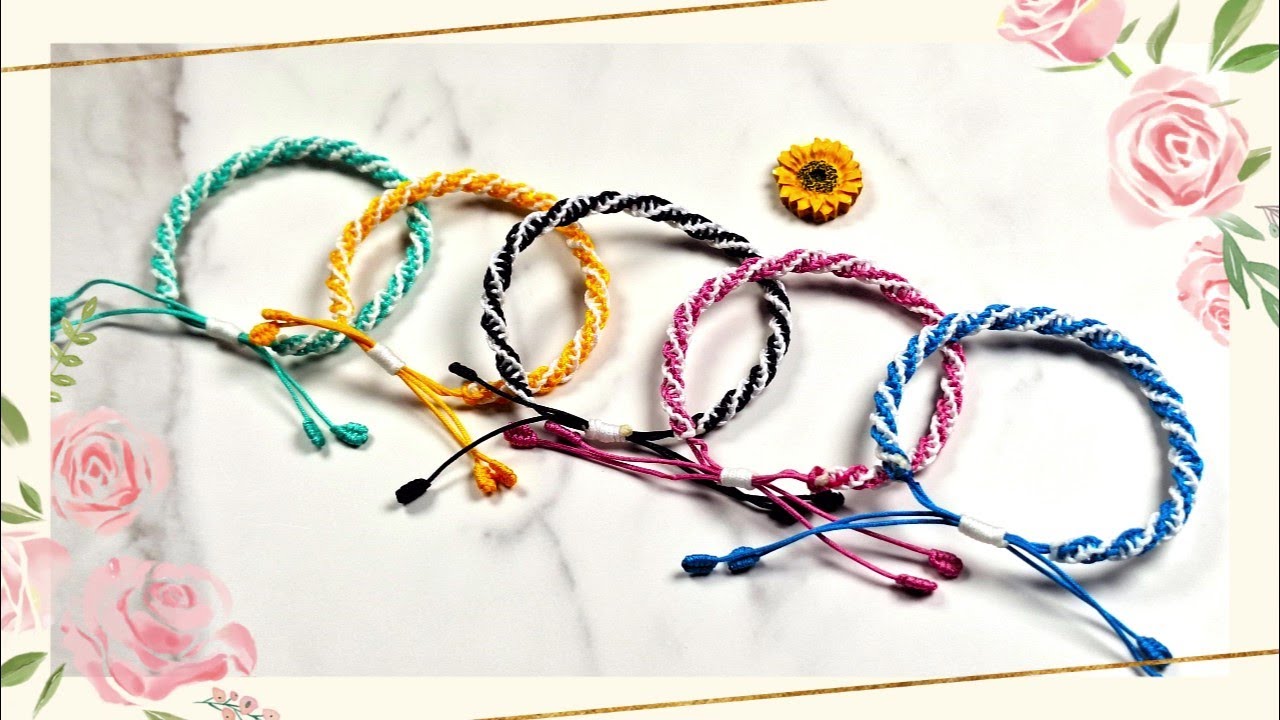How to make a Double Thread Friendship Bracelet 🌸 End with Leaf Knot | Easy Tutorial - YouTube