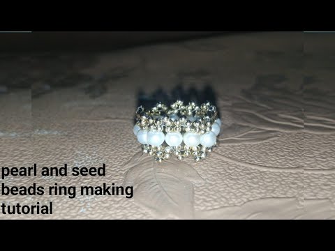 diy pearl Beaded Ring || how to make beaded ring || easy ring making tutorial || beaded pearl ...